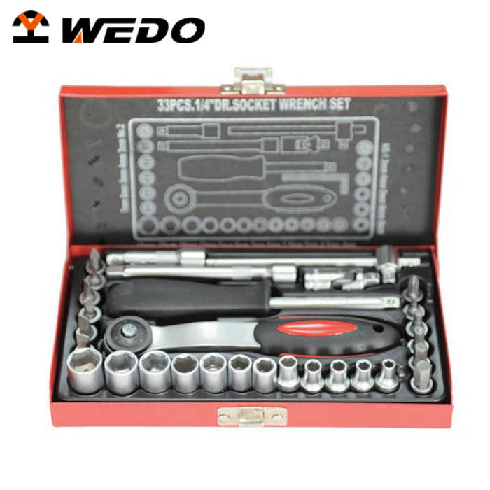 Hot Sale Professional Steel 1/4' Socket Tools Set 33PCS Tool Kit Box ...