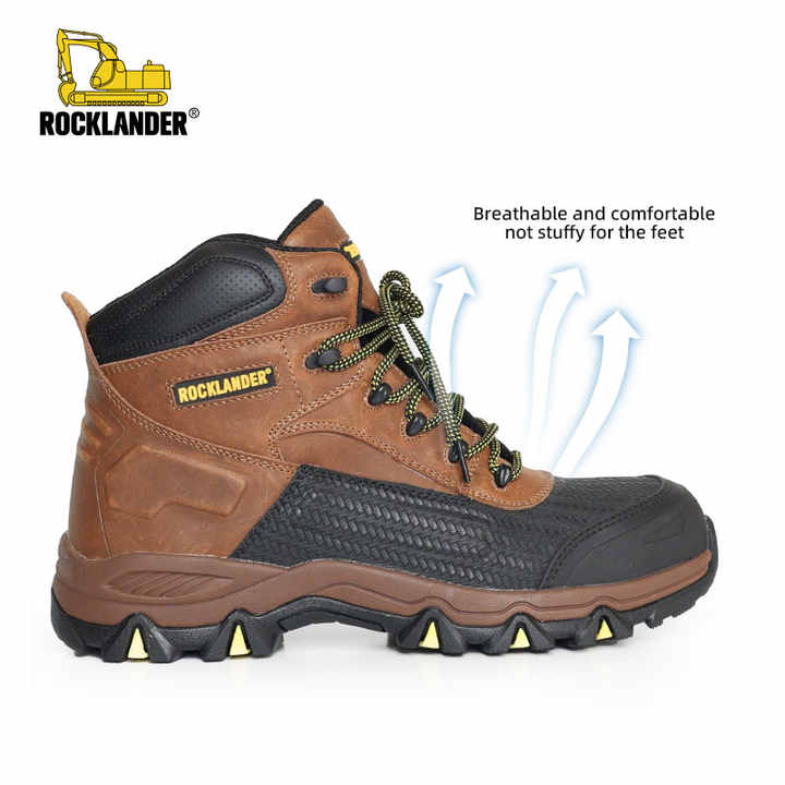 Rocklander Men's Work Boots - Anti-Static Steel Toe Leather