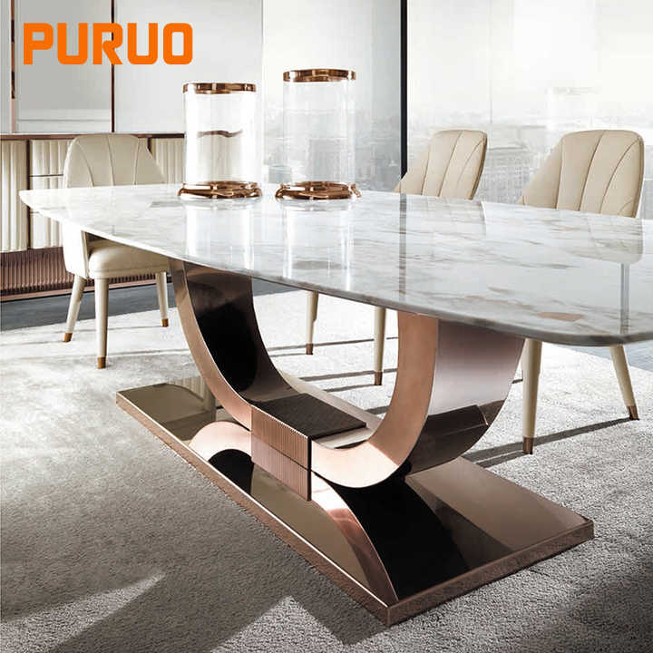 Reemplazo de mesa de mármol Puruo, mesa de comedor de cristal de lujo ...