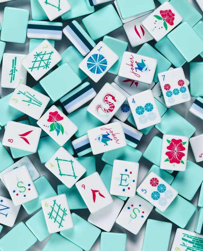 American Mahjong Set Tiffany Blue 4 Layer Acrylic Tiles Customizable ...