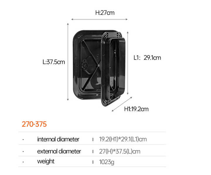 Marine Boat Yacht RV Kayak Deck Hatch Cover Black 270x375mm Waterproof ...