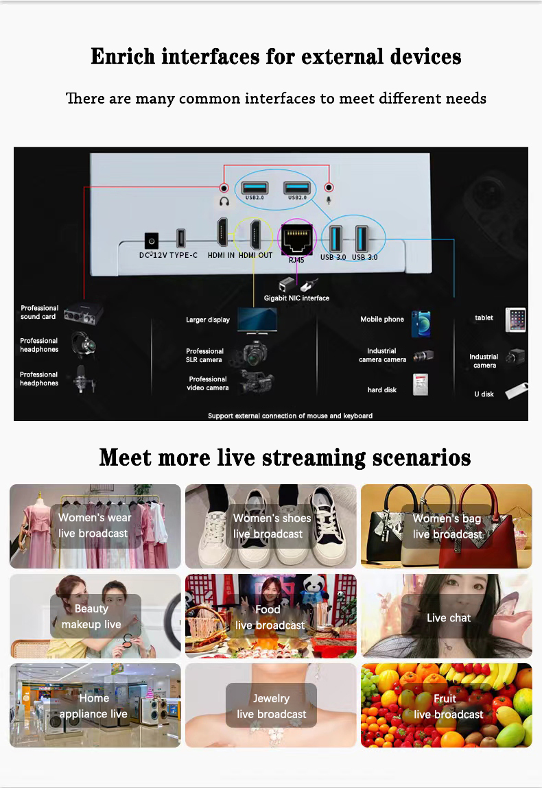 Professional Intelligent Live Broadcast Equipment 15.6 Inch 10 Points ...