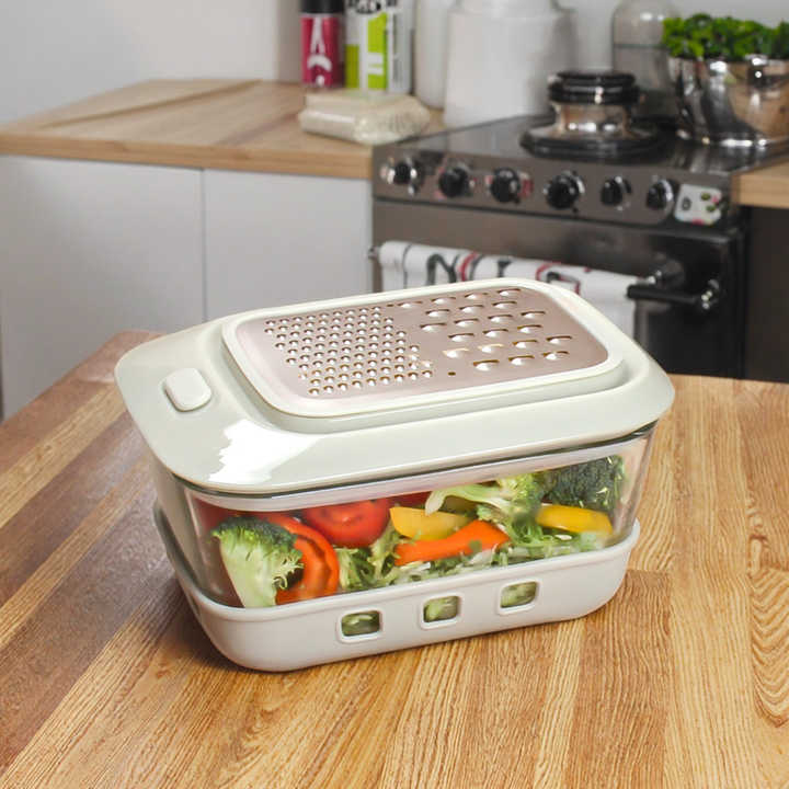 Kitchen Grater None-slip Grater with High Borosilicate Glass Container ...