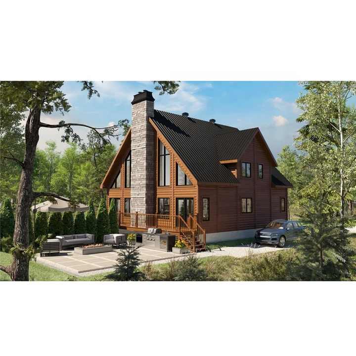 European Style Prefabricated Log House Wooden Villa for Living Cheap ...