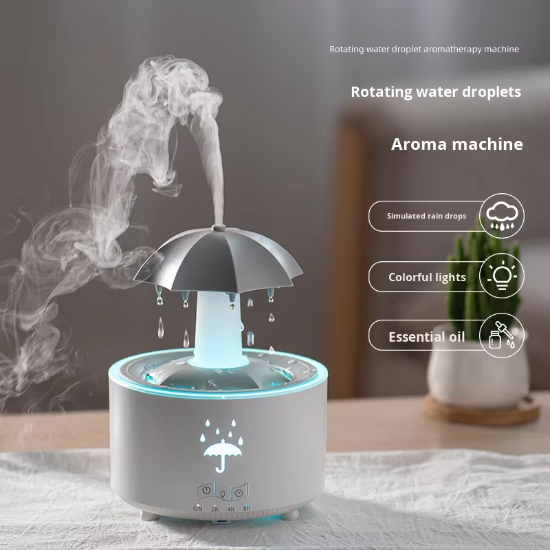Rotating Raindrop Aroma Diffuser Colorful Water Drop Humidifier with ...