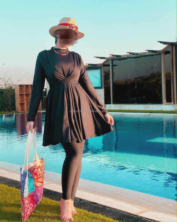 Muslim Burkini Women Waterproof Swimsuit - Tan Through