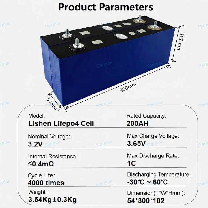 Starmax Lishen 3.2V 200ah Lifepo4 Battery for Solar Storage