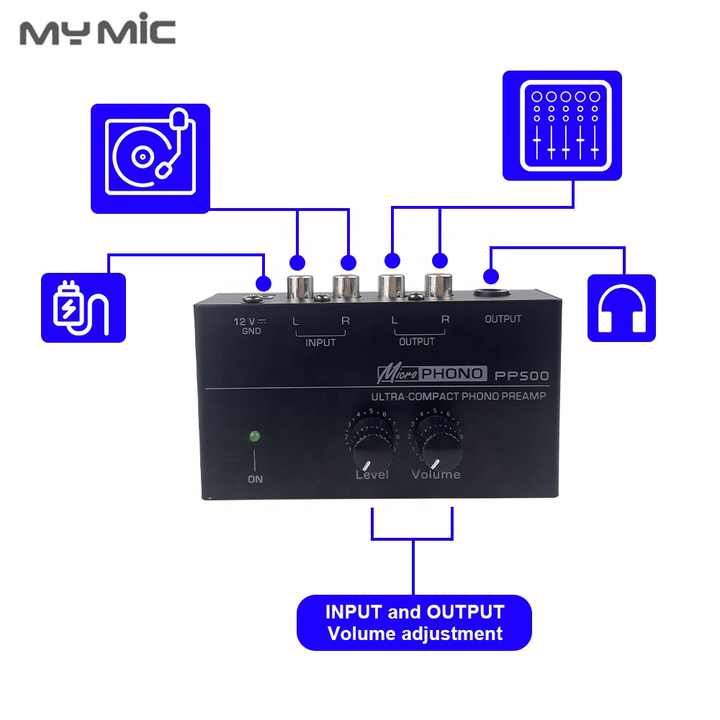 Adjustable Audio Mixer Amplifier for Vinyl Turntable