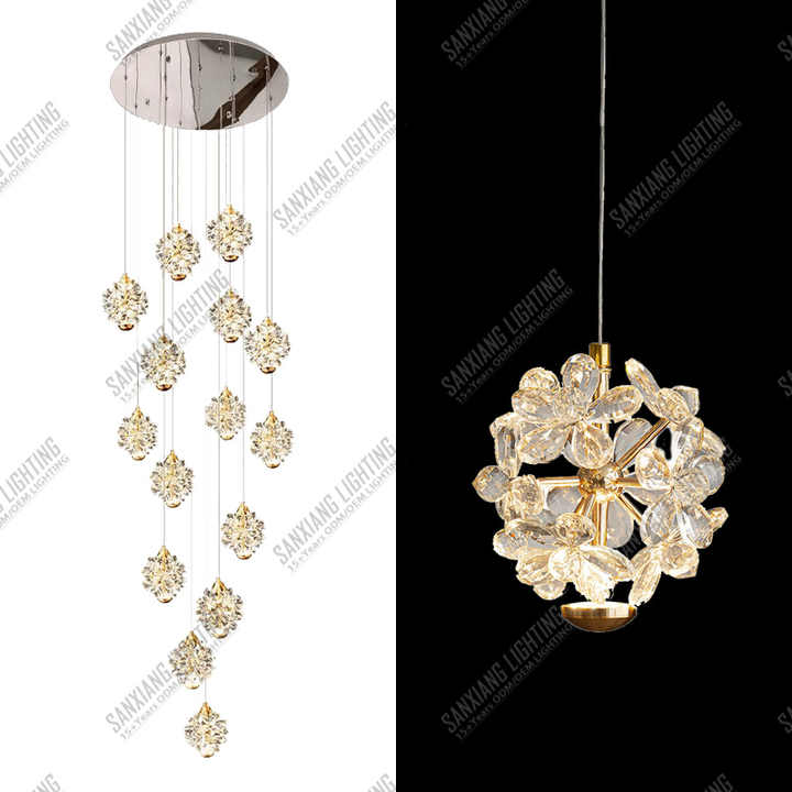 SANXIANG Modern Duplex Decoration Lighting Staircase Crystal ...