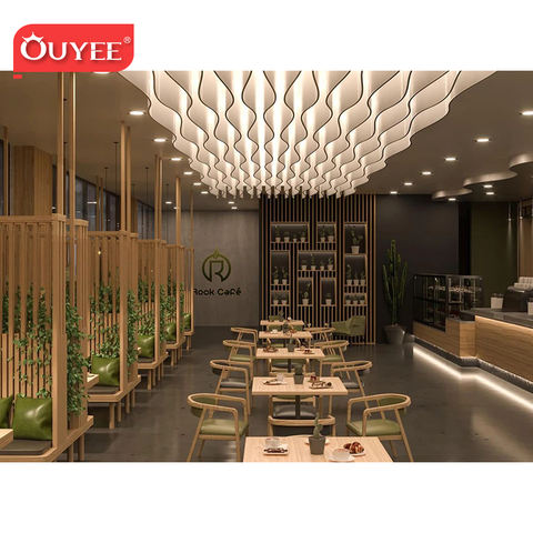 Modern Coffee Shop Interior Design with LED Counter Display