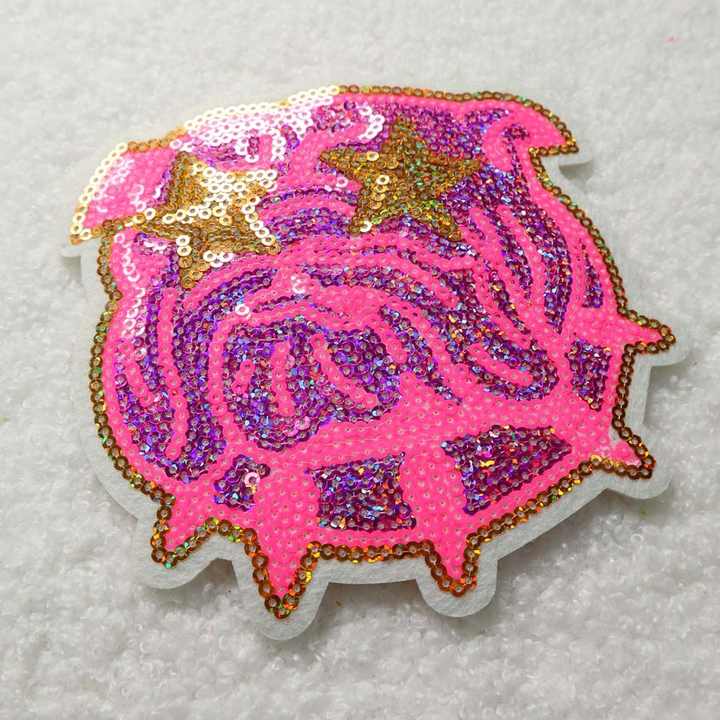 Wholesale Custom Embroidery Sequin Glitter Mascot Patches Cursive ...