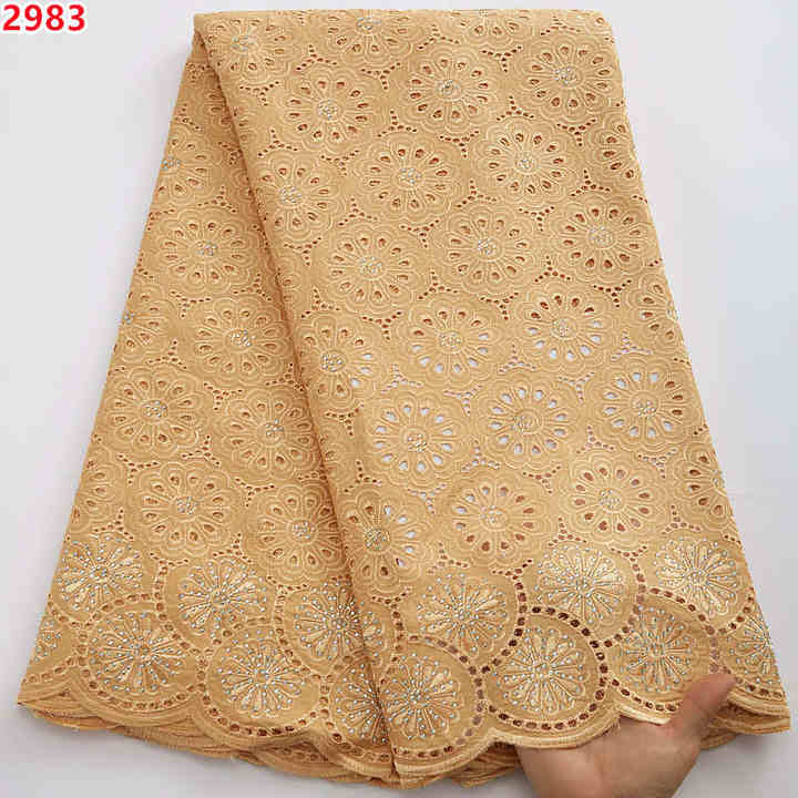 2983 Plain Gold 5 Yards Swiss Voile Lace African Swiss Lace Fabric Used ...