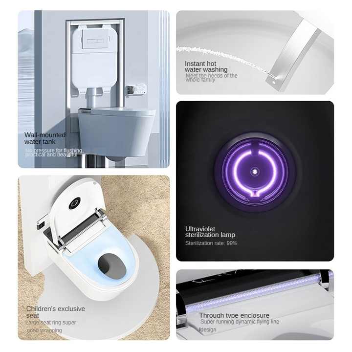 Automatic Ceramic Mounted One Piece Tankless Bowl hang Intelligent ...