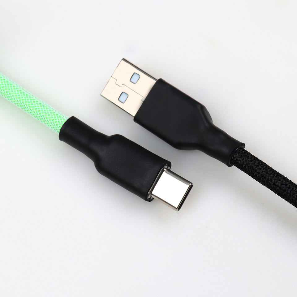 Mechanical Keyboard Custom Coiled Cable RGB Color Light Wire Type C USB ...