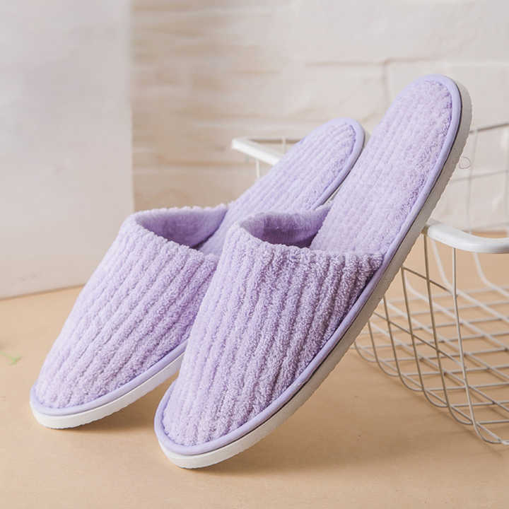 Luxury Biodegradable Embroidery Slippers Hotels Beauty Salons Thickened ...