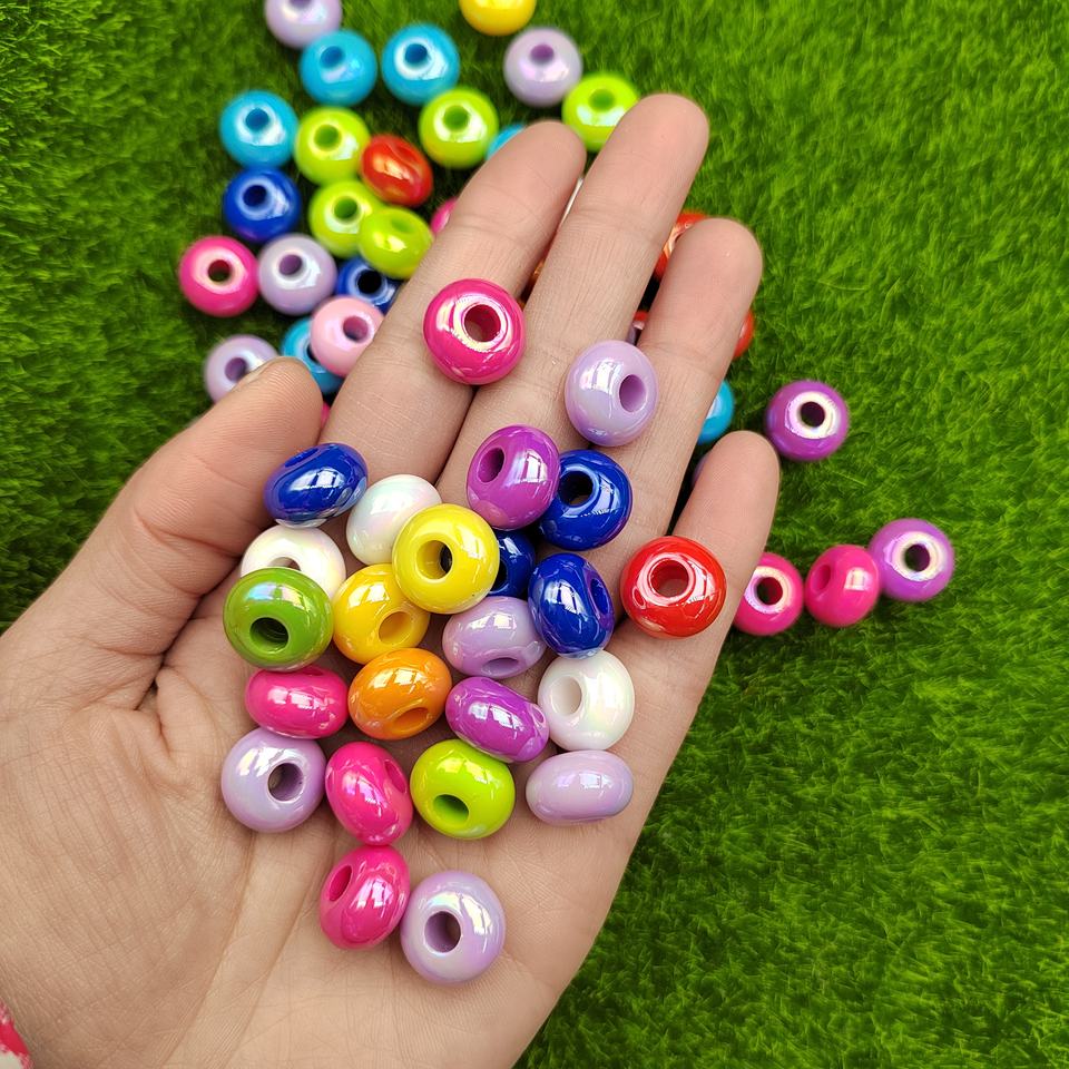 14mm Abacus Shaped Acrylic Beads 100pcs 5mm Large Hole Spacer Beads for ...