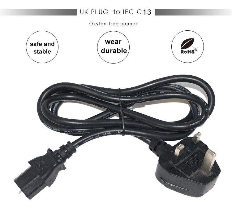 IEC320 C13 BS 3 Pin Plugs Power Cord Cable for UK for Kettles Mains ...