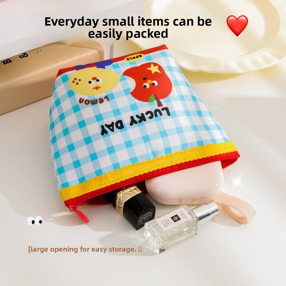 Cute Cartoon Towel Hand-Held Makeup Bag & Transit Card Coin Purse with ...