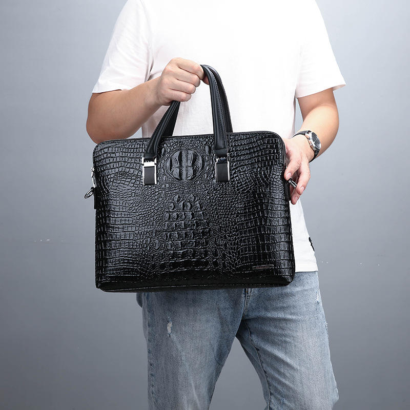 Wholesale Custom OEM Designer Crocodile PU Leather Briefcase for Men