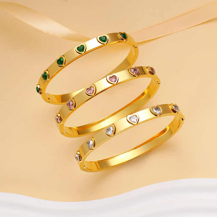 Luxury Stainless Steel Crystal Love Eternity Bracelets 18K Gold Plated ...