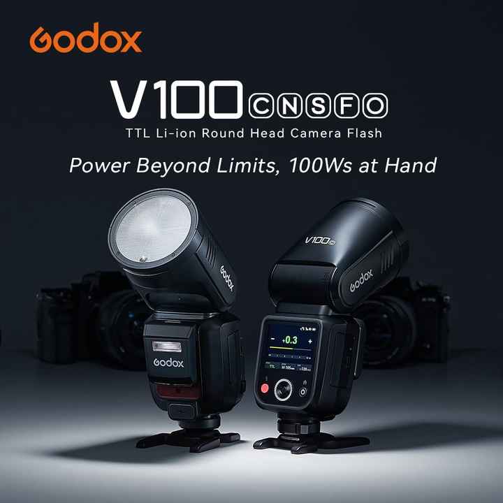 GODOX V100 Flash V100 Round Head Touch Screen Flash, Built-in Lithium ...