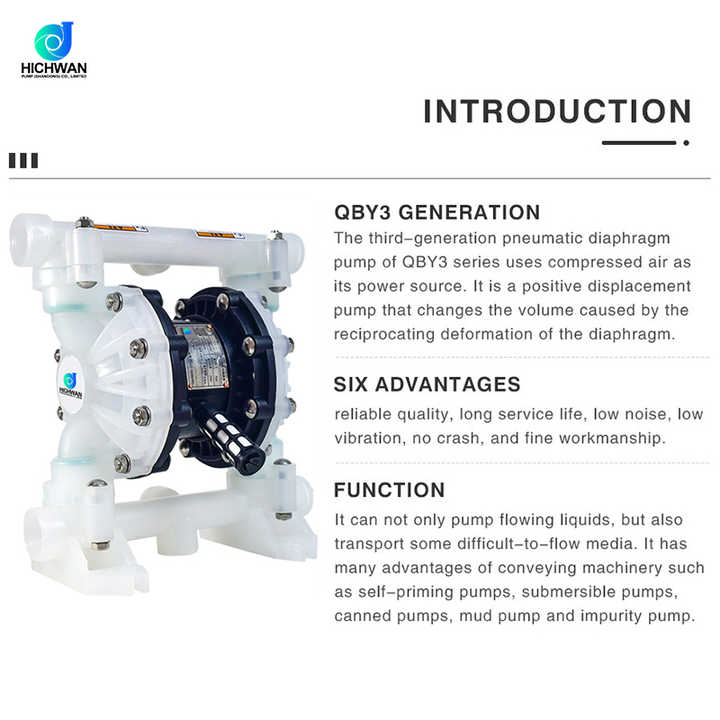 HICHWAN QBY3-25S Pneumatic Diaphragm Pump - Acid-resistant