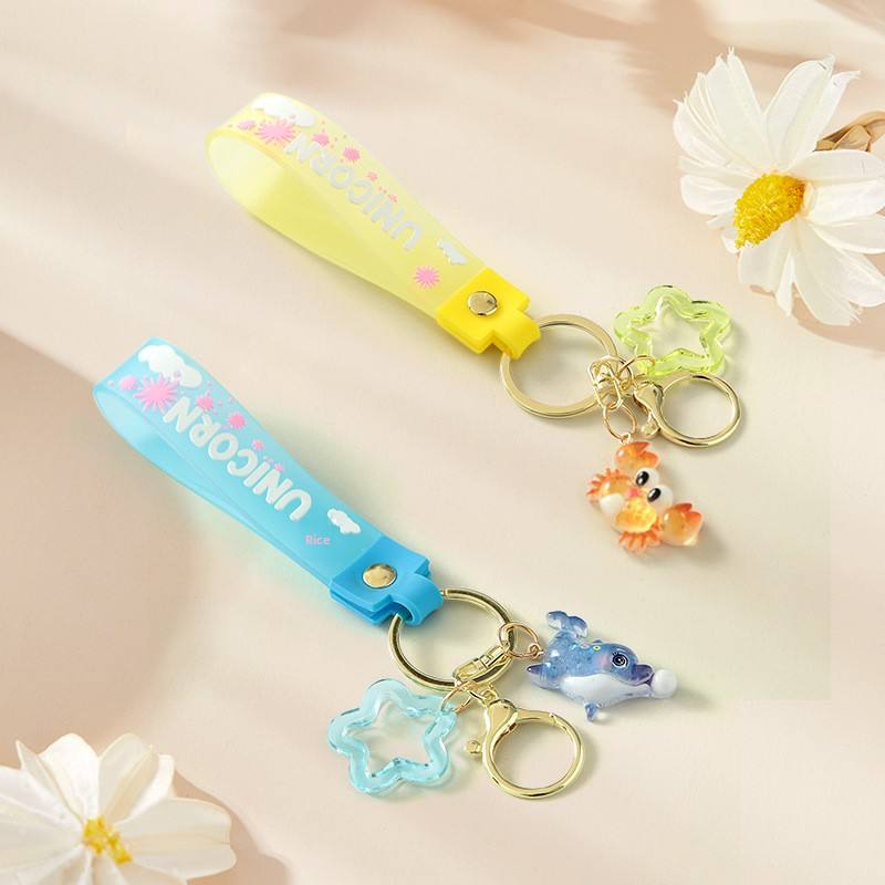 Jelly Transparent Color Soft Crystal unicorn Keychain Creative Small ...