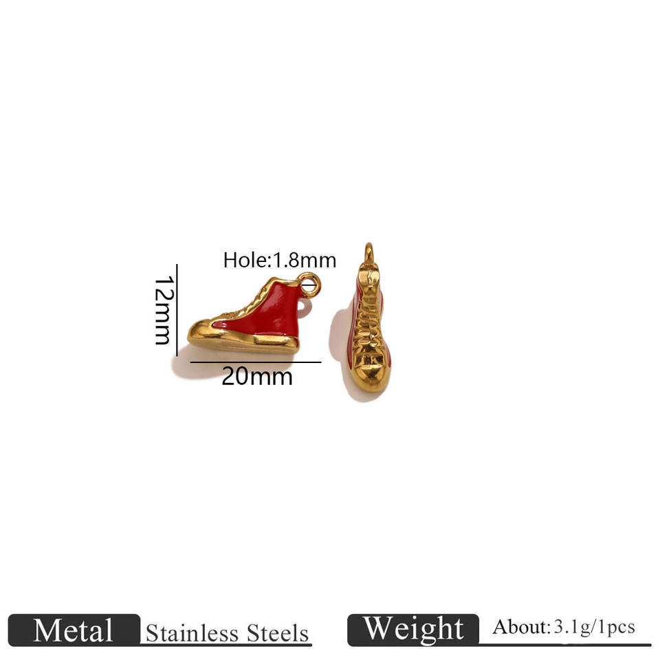 Stainless Steel Cartoon Charm Colorful Animal Food Geometric Pendant ...