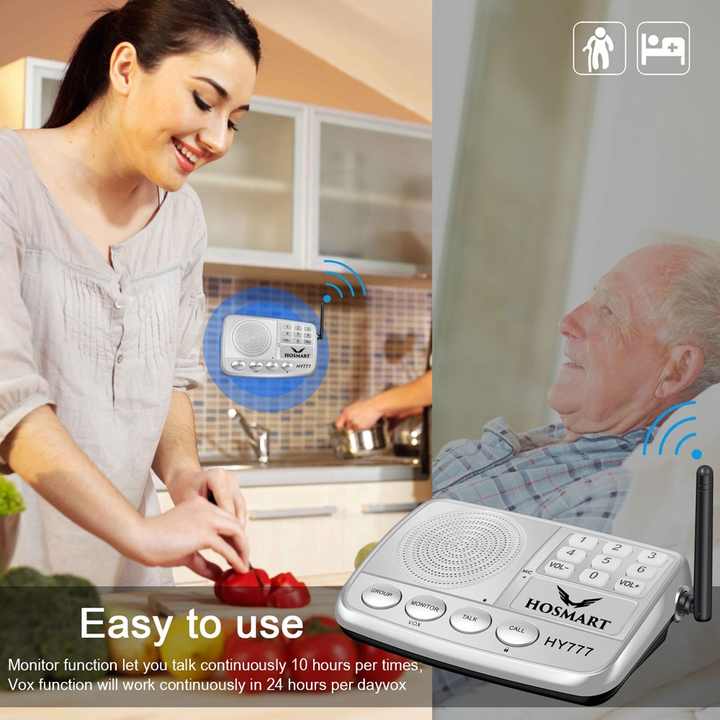 Hosmart Wireless 2 Way Intercom System for Home & Office