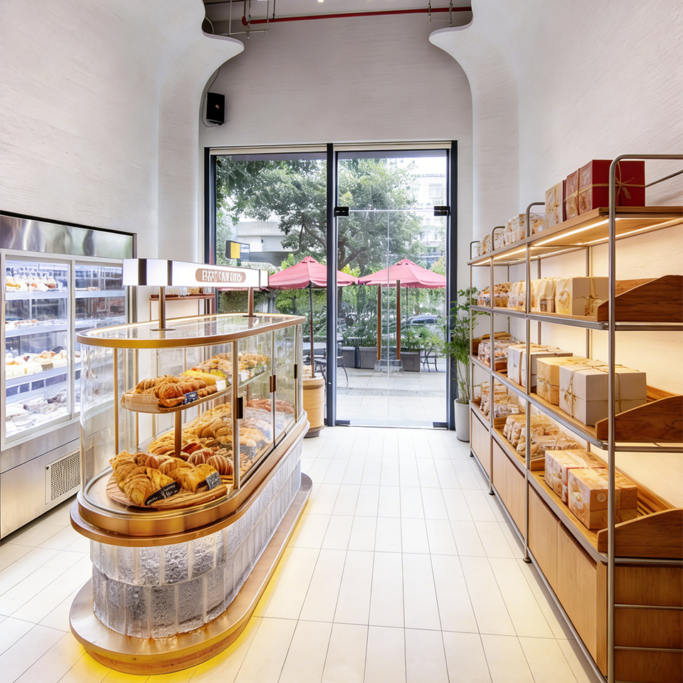 Modern Luxury Bakery Retail with Double Glass Display and Chilled ...