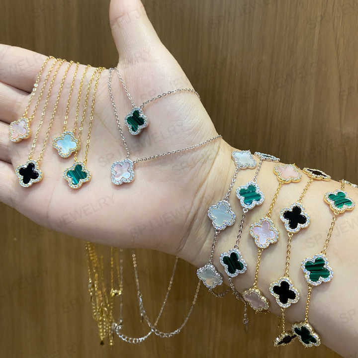 SPJ Fine Four Leaf Clover Jewellery 925 Sterling Silver Charm 4-leaf Clover S925 Silver ...