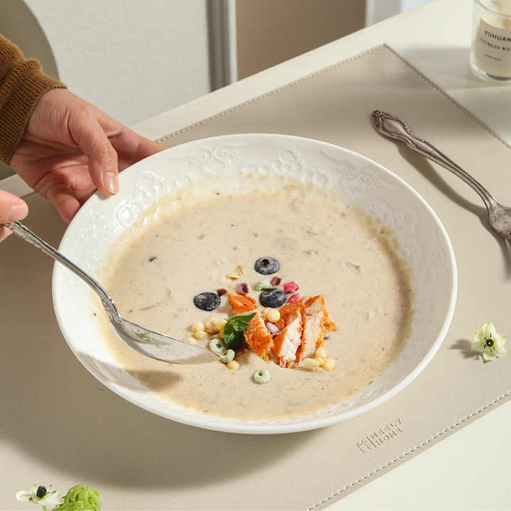 Nordic Porcelain Ceramic Deep Soup Plate Creative Round Salad Dinner ...
