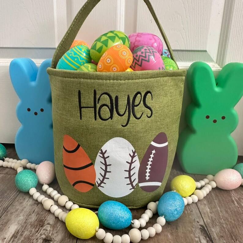 Boys Sports Easter Basket Personalized Boys Baseball Football and ...
