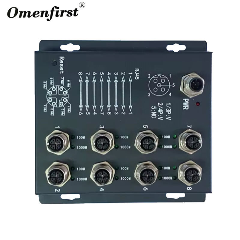 M12 1000mbps Gigabit Ethernet Switch 8-Port POE Industrial Switch for ...