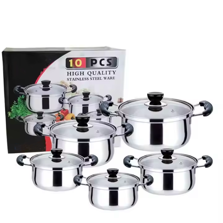 Hot Selling 10-Piece Stainless Steel Cookware Set