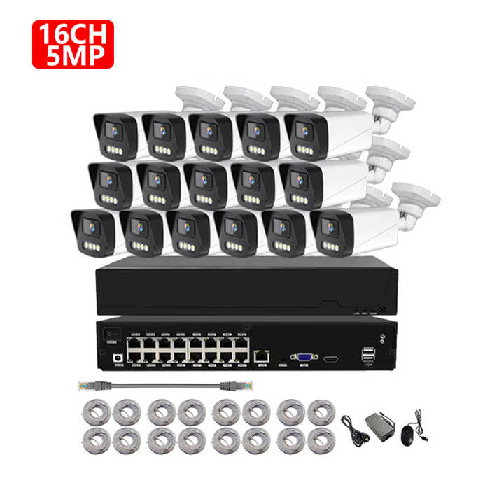 Fosvision 16ch POE NVR KIT 5MP Outdoor Waterproof Color Vu Bullet IP ...