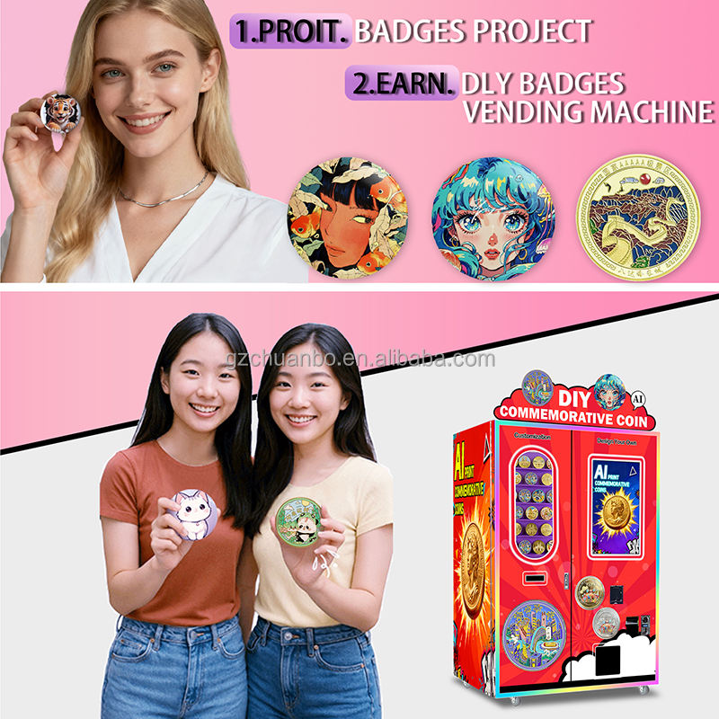 Touchscreen DIY Badge Vending Machine 24 Hour Self Service UV Printer ...