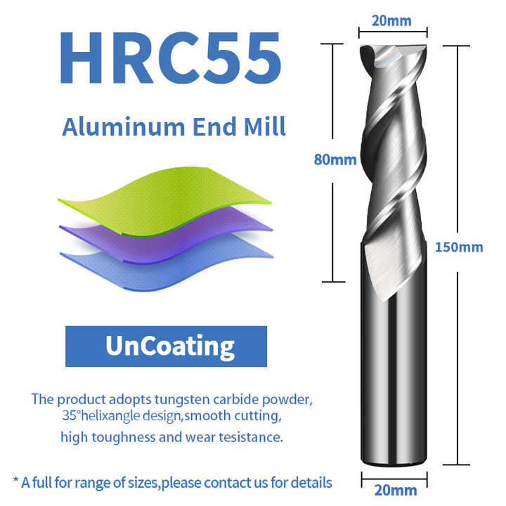 HANDERK Customized Solid Carbied End Milling Cutter Hrc55 Keyway End Mill for CNC Milling Tool ...