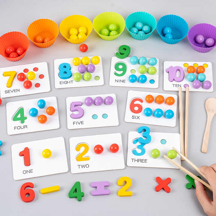 Wooden Number Cognitive Operation Digital Matching Game Children Early ...