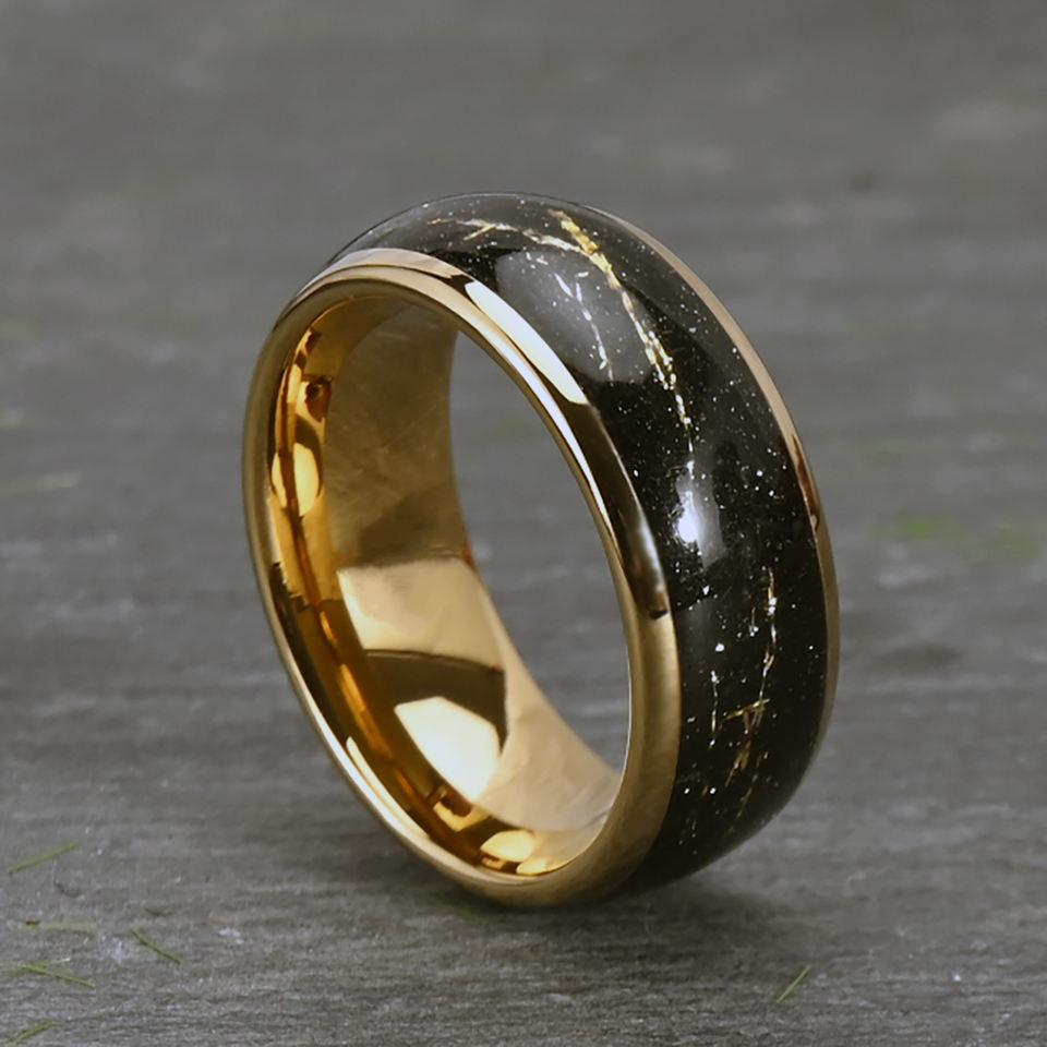 6mm 8mm Gold Tungsten Ring Inlay Thin Gold Wires Tungsten Ring Men ...