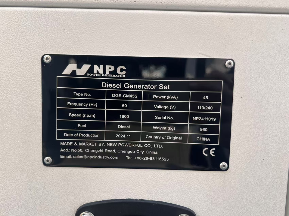 NPC Engines Diesel Generator 20kva 30kva 40kva 50kva 100kVA Auto Start ...
