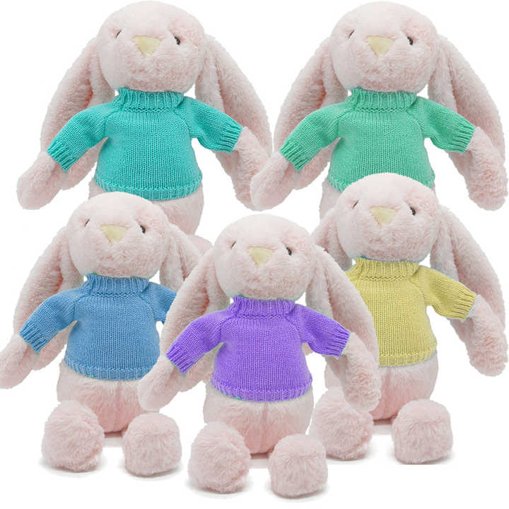 Cute Pink Soft Bunny Rabbit Plush Toys Custom OEM Name Embroidery Long ...