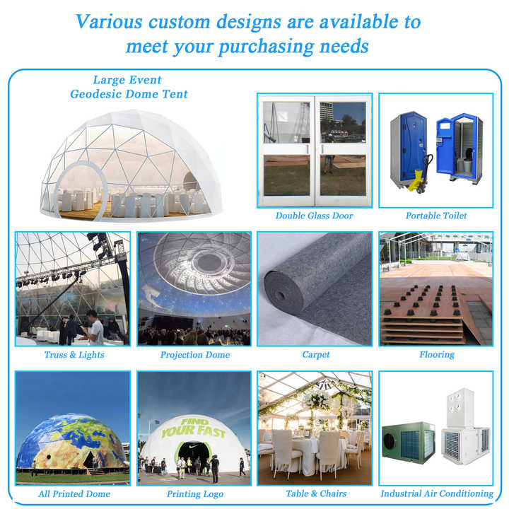 Custom Outdoor Glamp Geodesic Camping Dome Tent with Bathroom