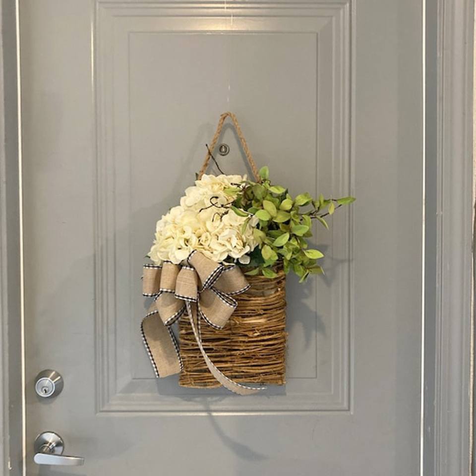 Wholesale Spring Hydrangea Wreath Artificial Flower Vine Basket Door ...