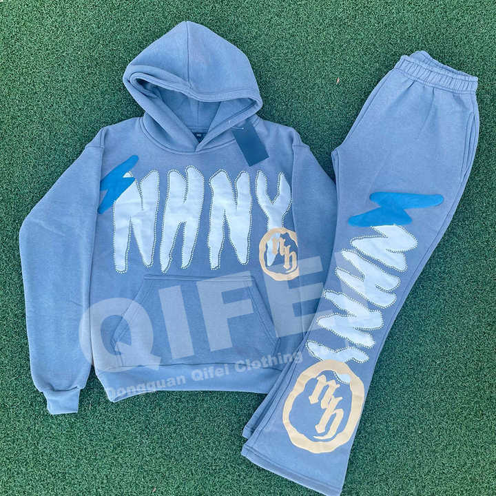 Custom 3D Puff Print Sweatsuits Two Pieces Fleece Tracksuit Set ...