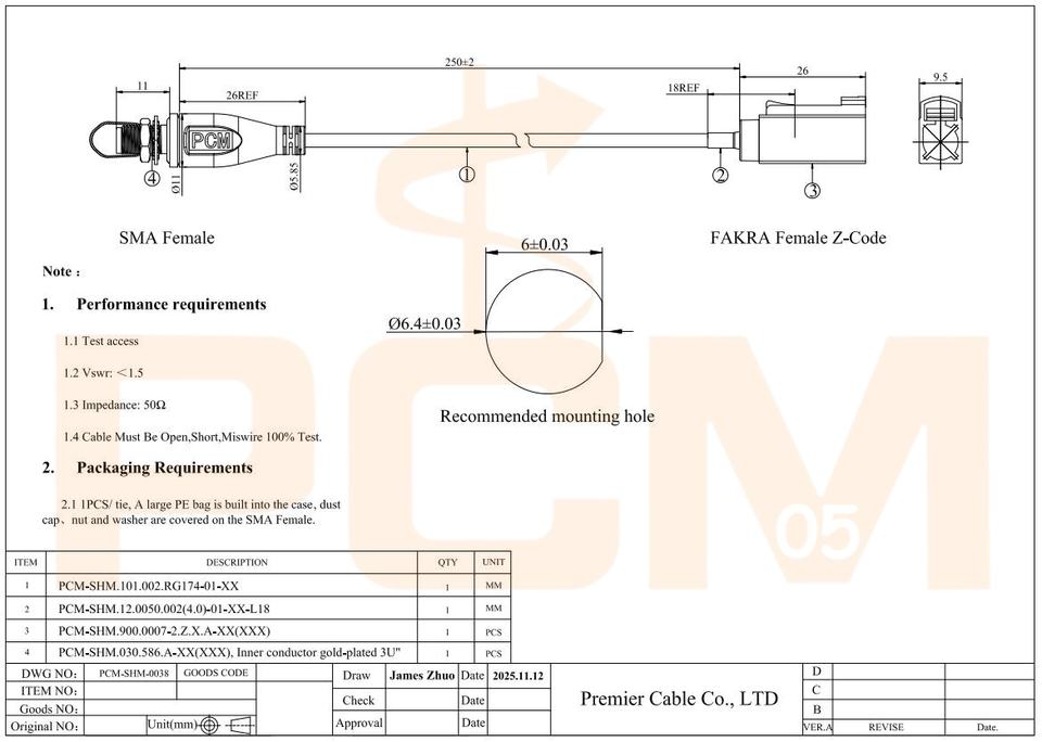 Fakra Z-Code Female to SMA Female Panel Mounting Coax Cable RG174 ...