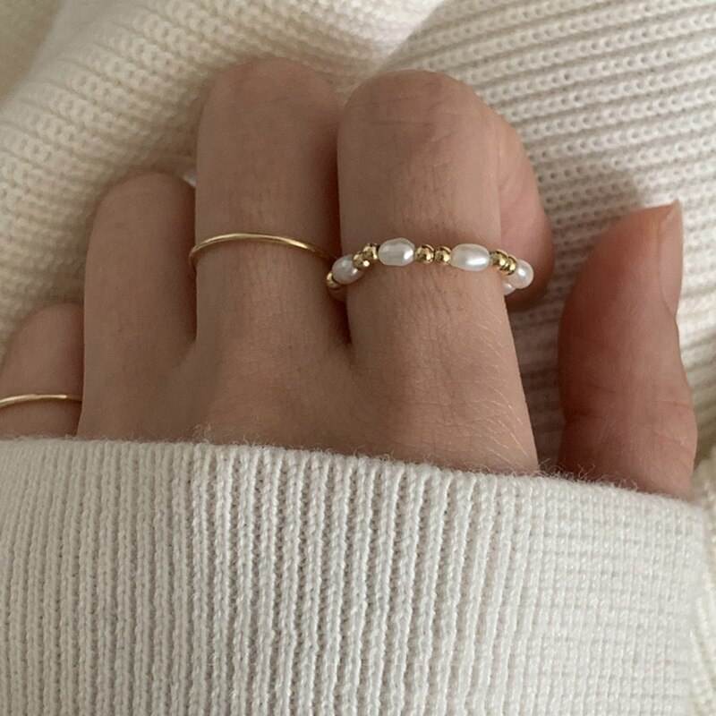 2025 Popular Ring 14K Gold Filled Pearl Adjustable Jewelry Women ...