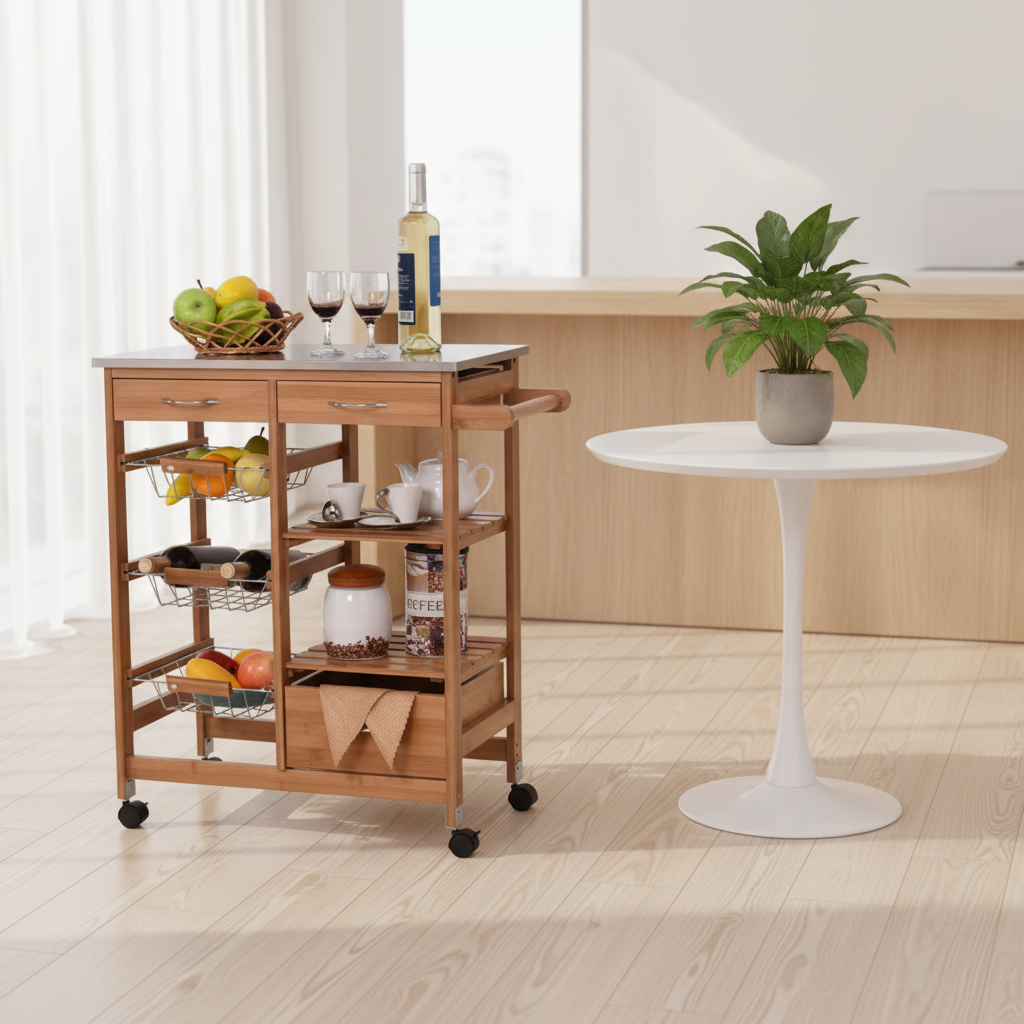 Low Price Bamboo Trolley Modern Design & Multi-Purpose Utility ...