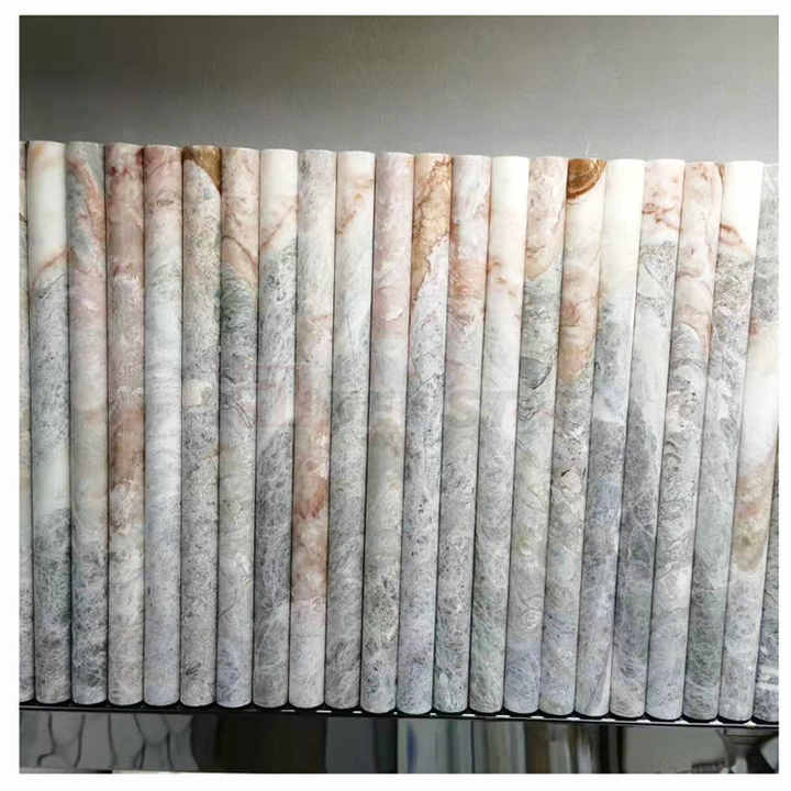 Natural Stone New Design Modern Fluted Wall Panel Round Surface Outdoor ...