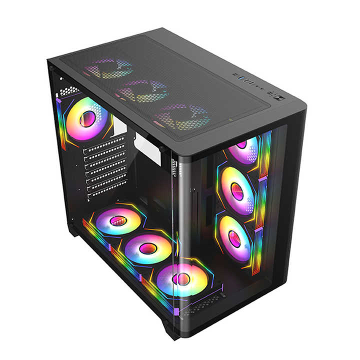 Custom Mid Tower Case Curved Tempered Glass ATX Pc Case Gamer Cabinet ...